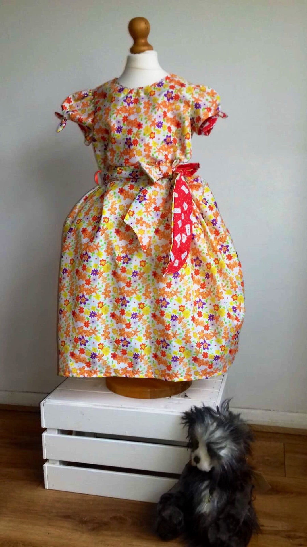 Girls Age 8 Orange Floral Dress With Tie Waist - Etsy