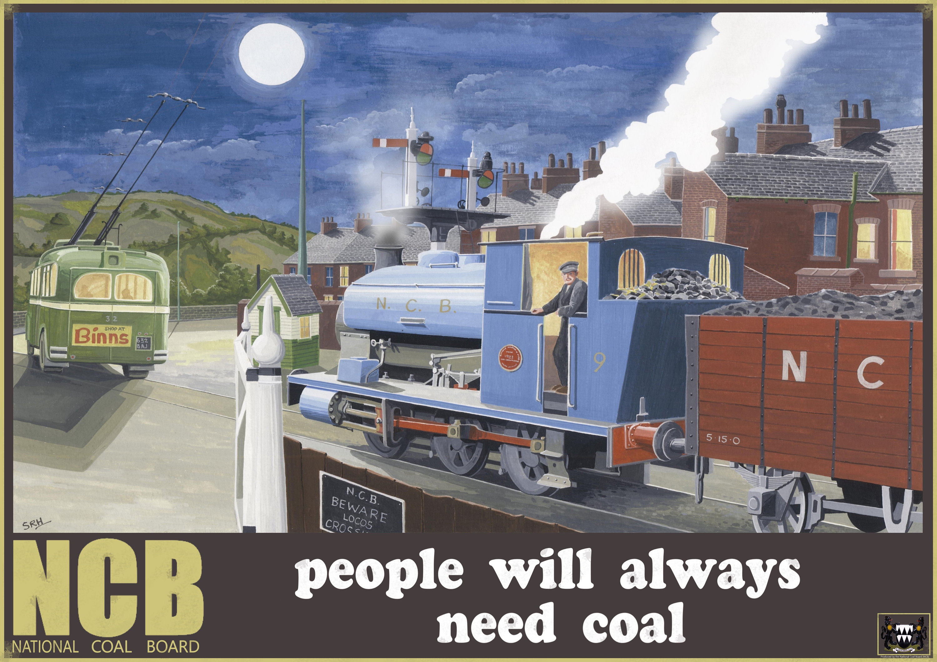 National Coal Board Pictures NCB Poster Trolleybus Art British Heritage ...