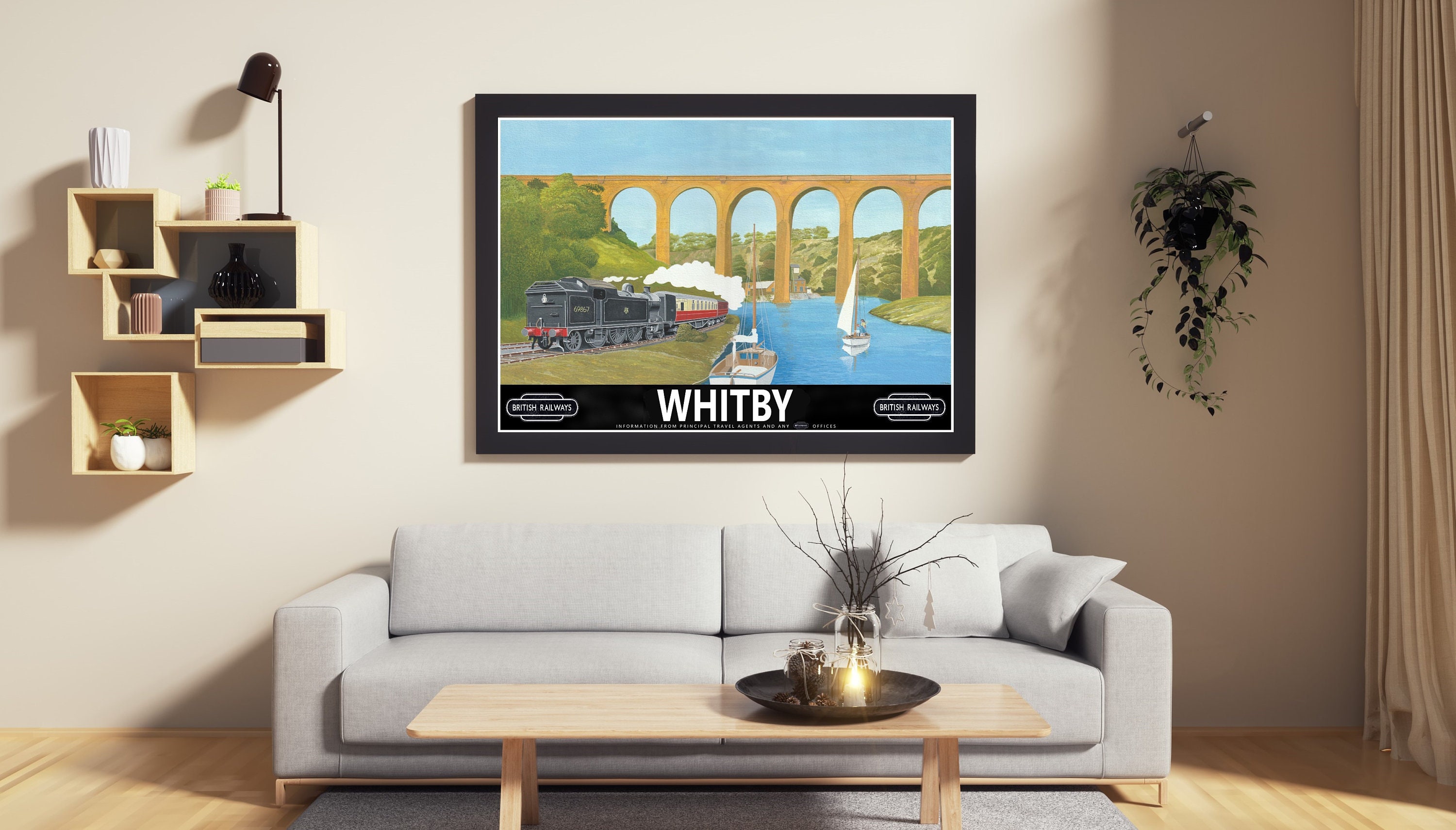 Whitby British Railways Poster Rail Art Steam Train Print Whitby ...