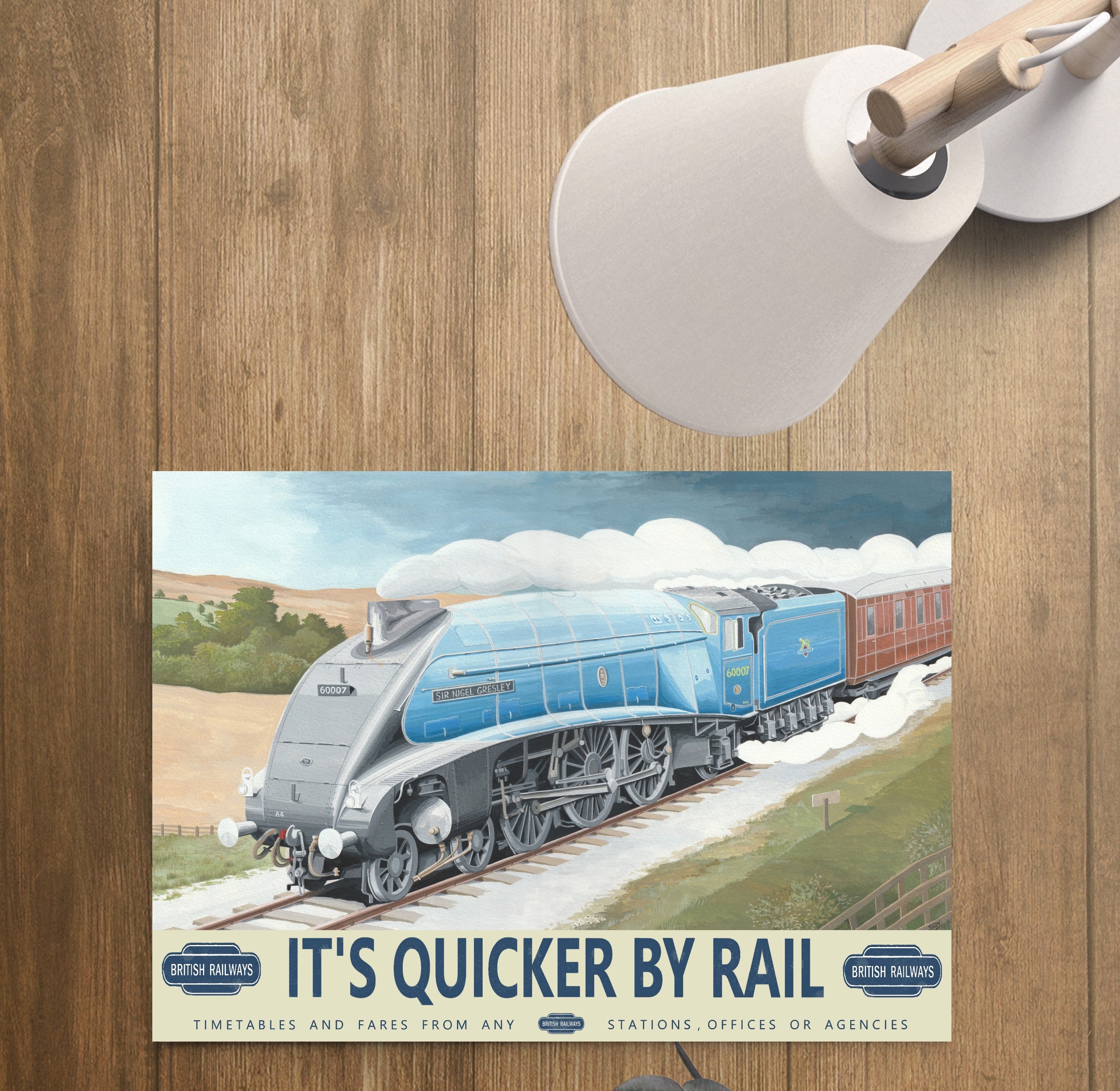 Sir Nigel Gresley Poster Steam Train Print British Railways Railway Art ...