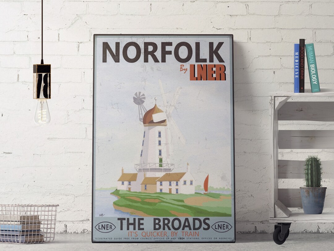Norfolk Broads Picture Norfolk Poster Windmill Print LNER Norfolk Print ...