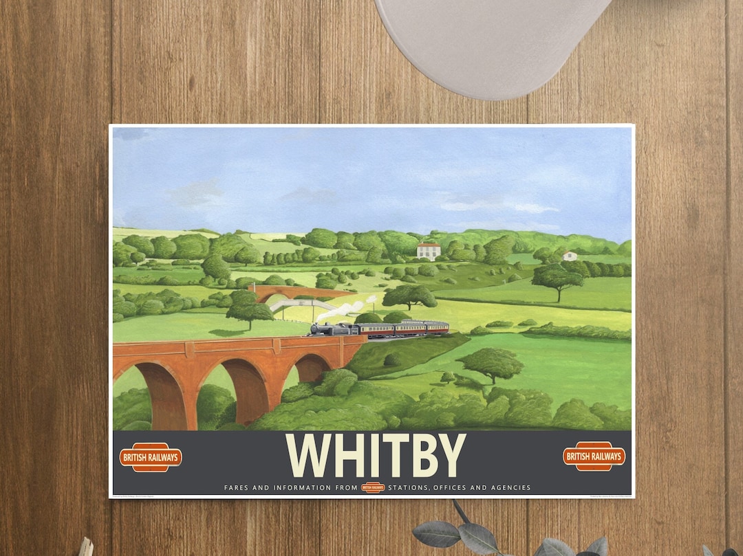 Whitby British Railways Poster Rail Art Steam Train Print Whitby ...