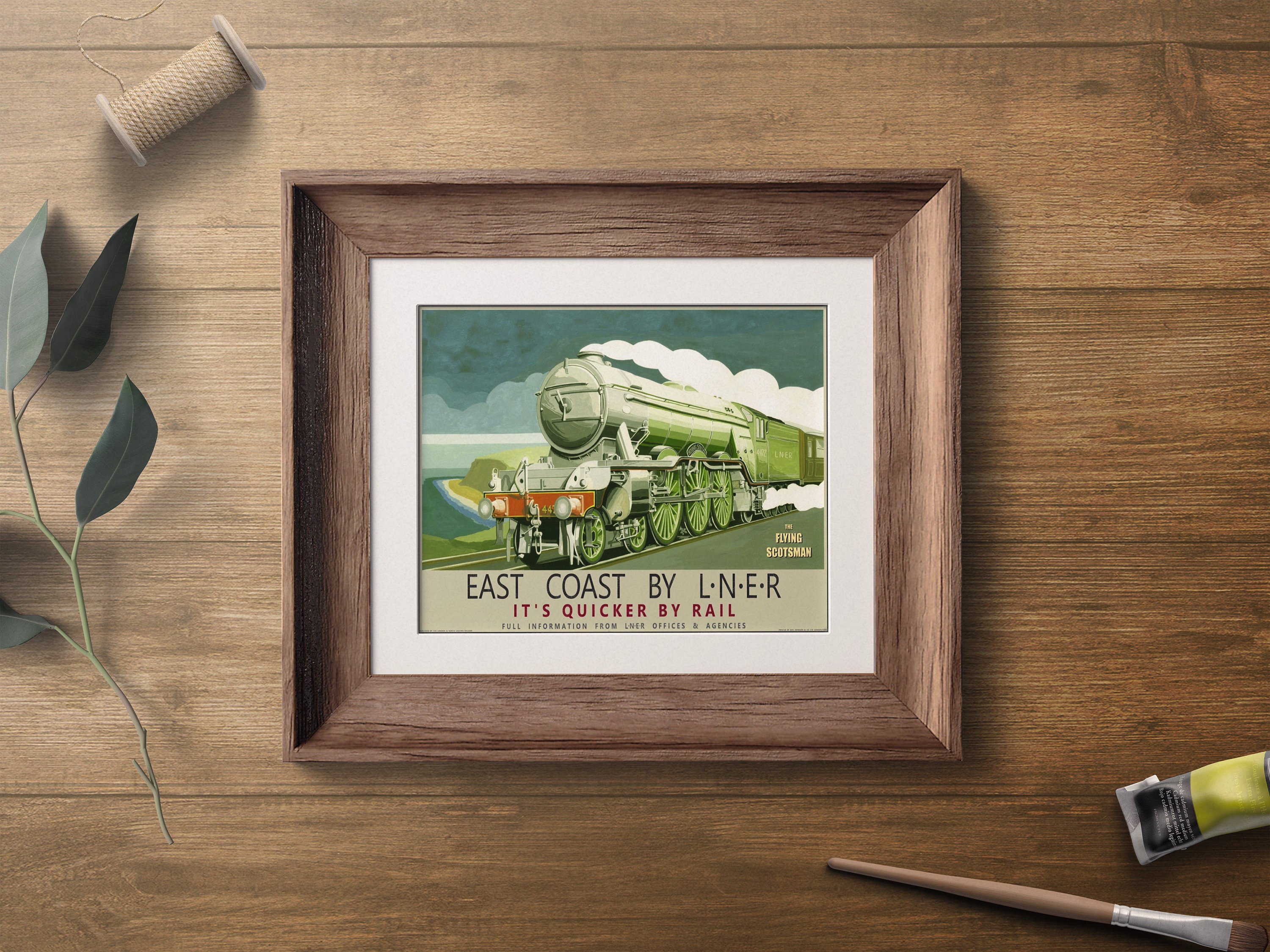 Flying Scotsman Poster LNER Railway Poster It's Quicker by Rail Flying ...