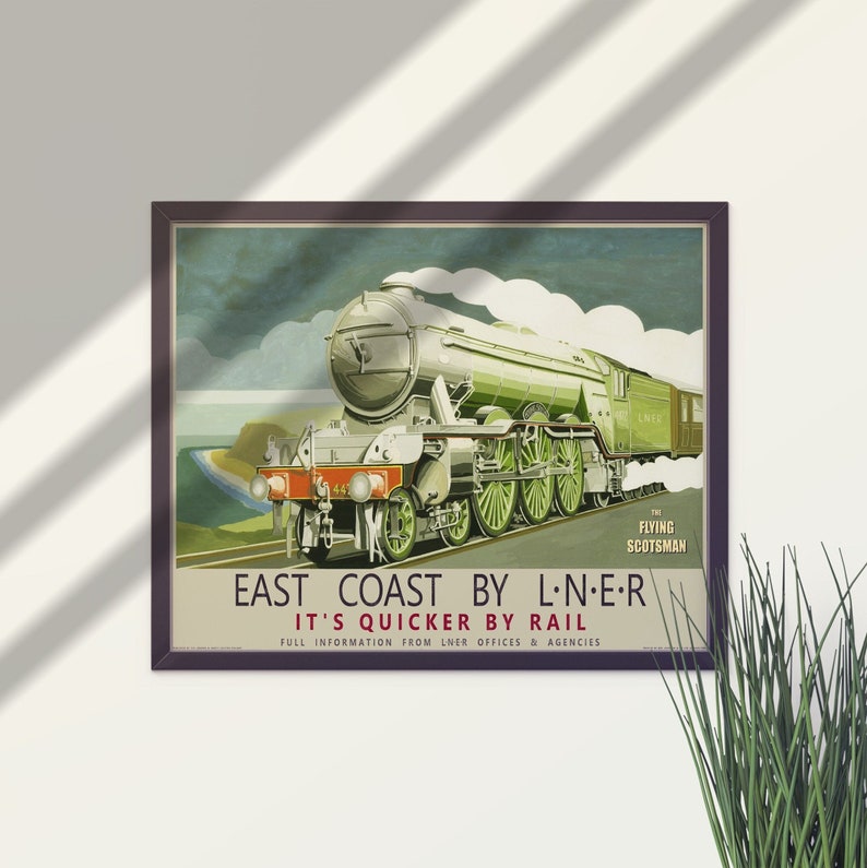 Flying Scotsman Poster LNER Railway Poster It's Quicker by Rail Flying ...