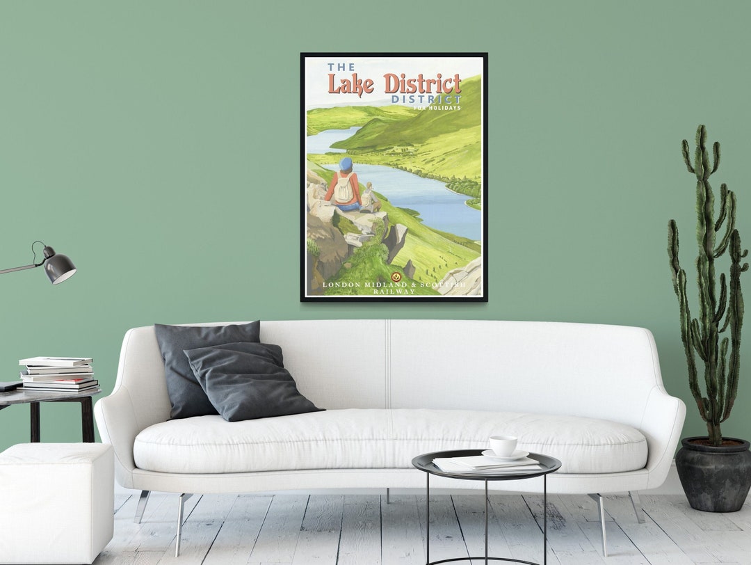 Lake District Art Hiking Poster Lake District Railway Poster Vintage ...