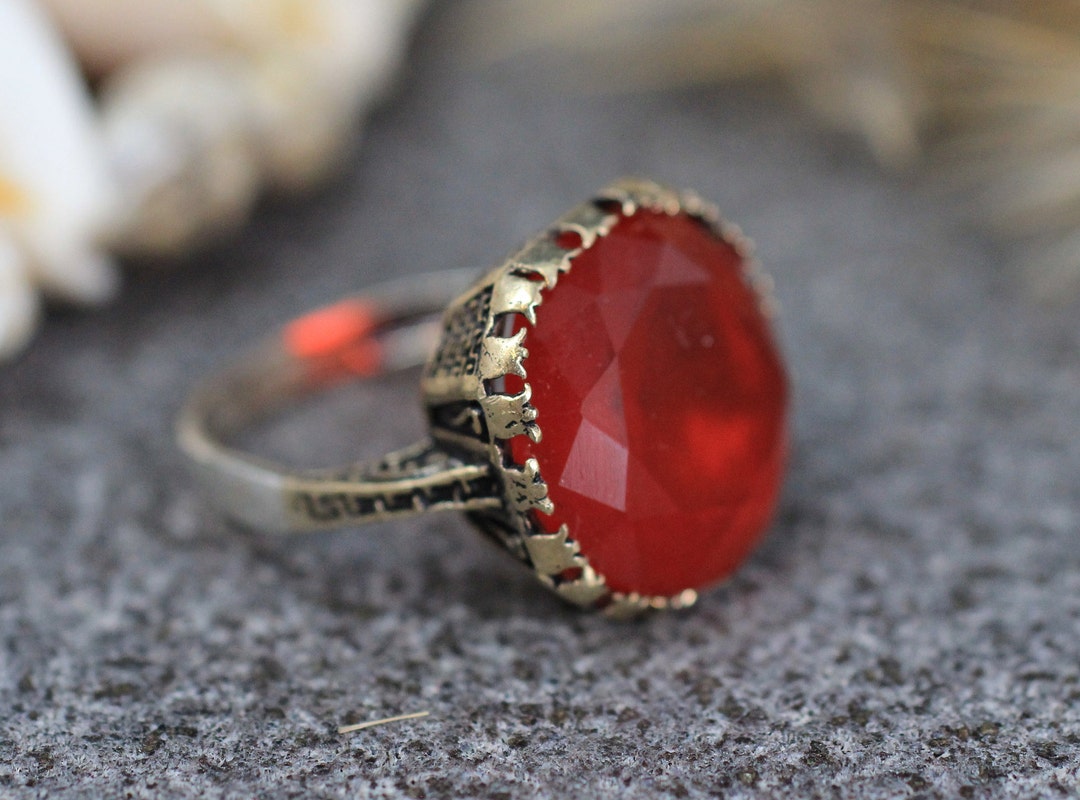 Sterling Silver 925 Ruby Handmade Ring, Ottoman Style Ring, Silver 925 ...
