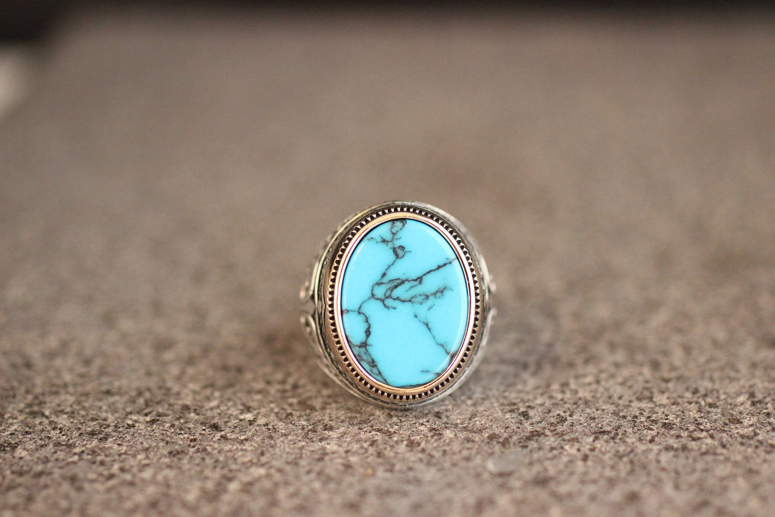 Mens Sterling Silver 925 Turquoise Ring, Ottoman Style Ring, Silver 925 ...