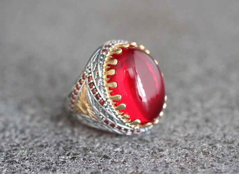 Mens Handmade Ruby Ring Ruby Mens Ring Silver Mens Ottoman | Etsy