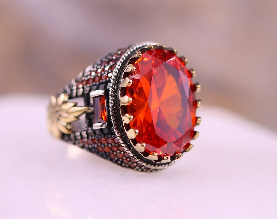 Ruby Mens Ring, Ottoman Style Ring, Silver 925 Mens Ring, Mens Handmade ...