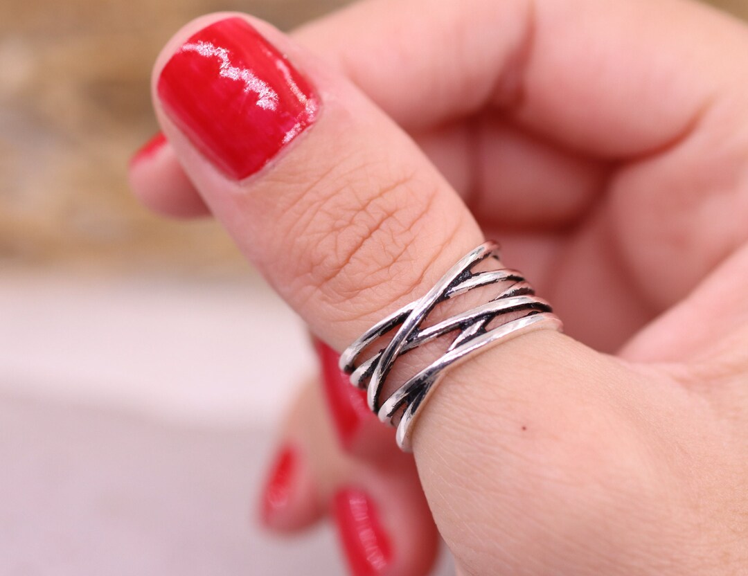 Solid Silver 925 Chunky Ring, Dainty Silver Chunky Ring, Silver Multi ...