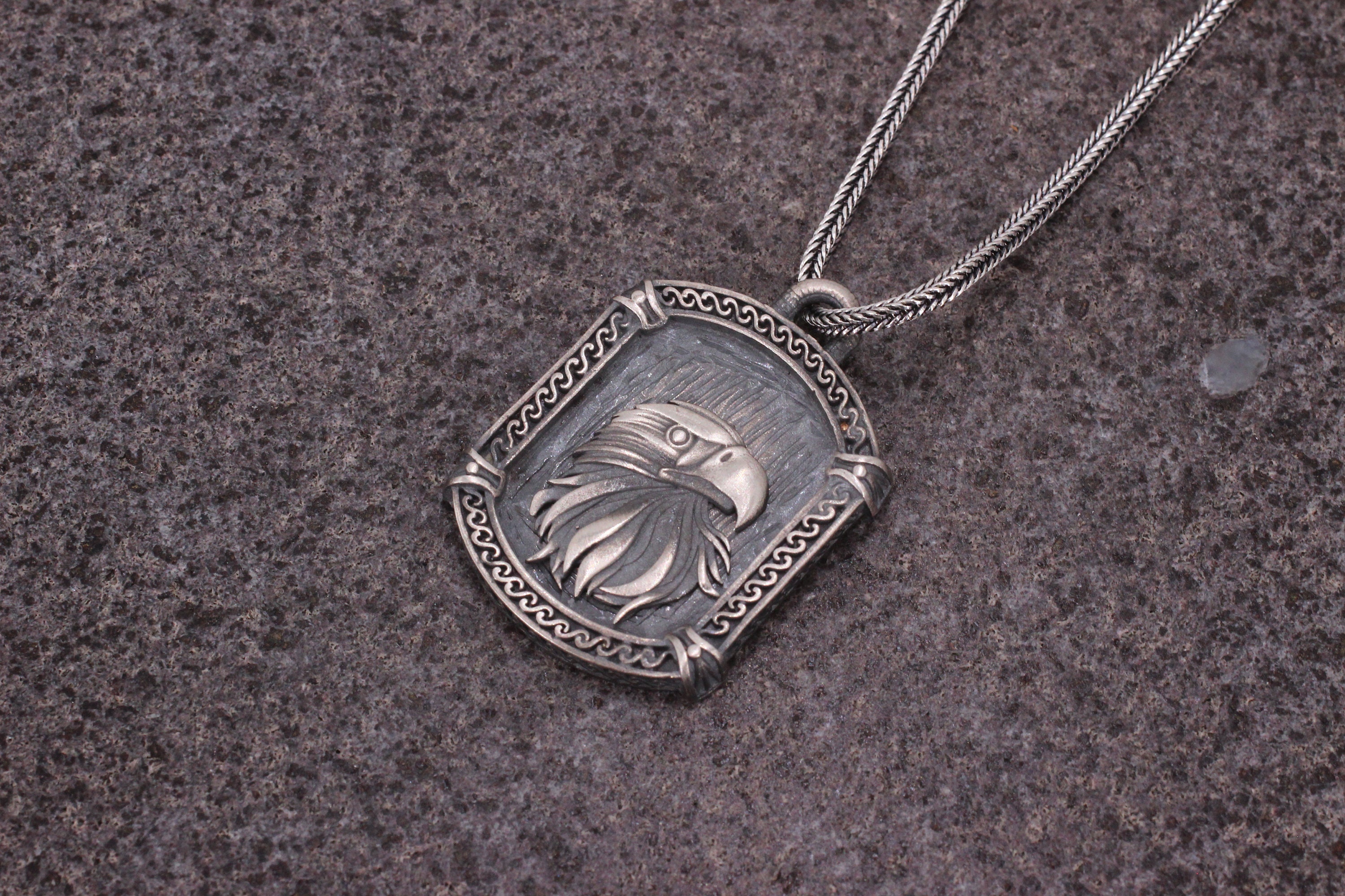 Eagle Oxidized Men's Pendant Necklace, 3D Eagle Men's Necklace, Gift ...