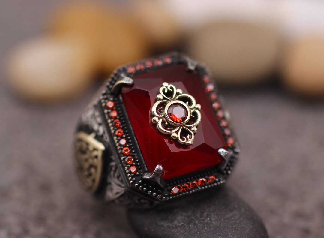 Ruby Mens Silver Ring, Ruby Mens Ring, Silver Exclusive Mens Ring, Gift ...