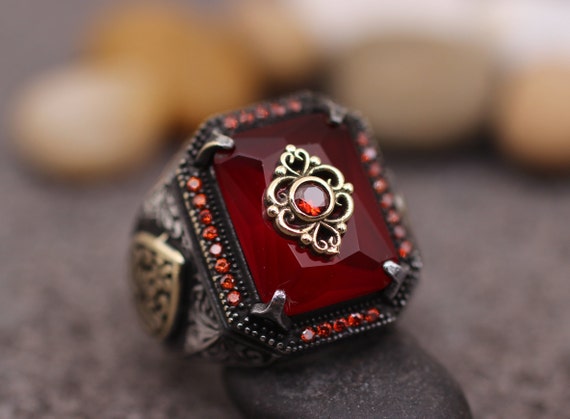Ruby Mens Silver Ring Ruby Mens Ring Silver Exclusive Mens - Etsy