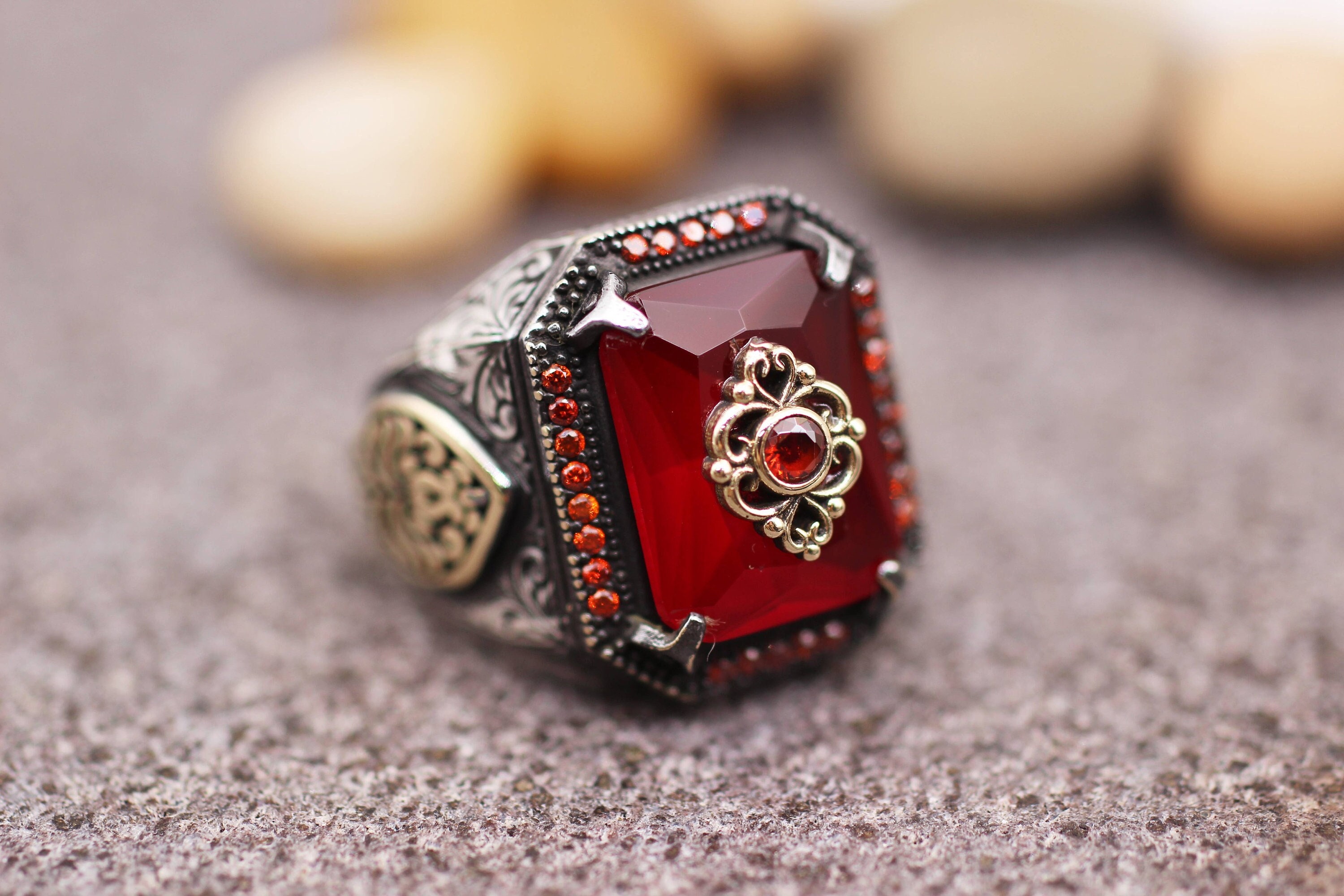 Ruby Mens Silver Ring, Ruby Mens Ring, Silver Exclusive Mens Ring, Gift ...