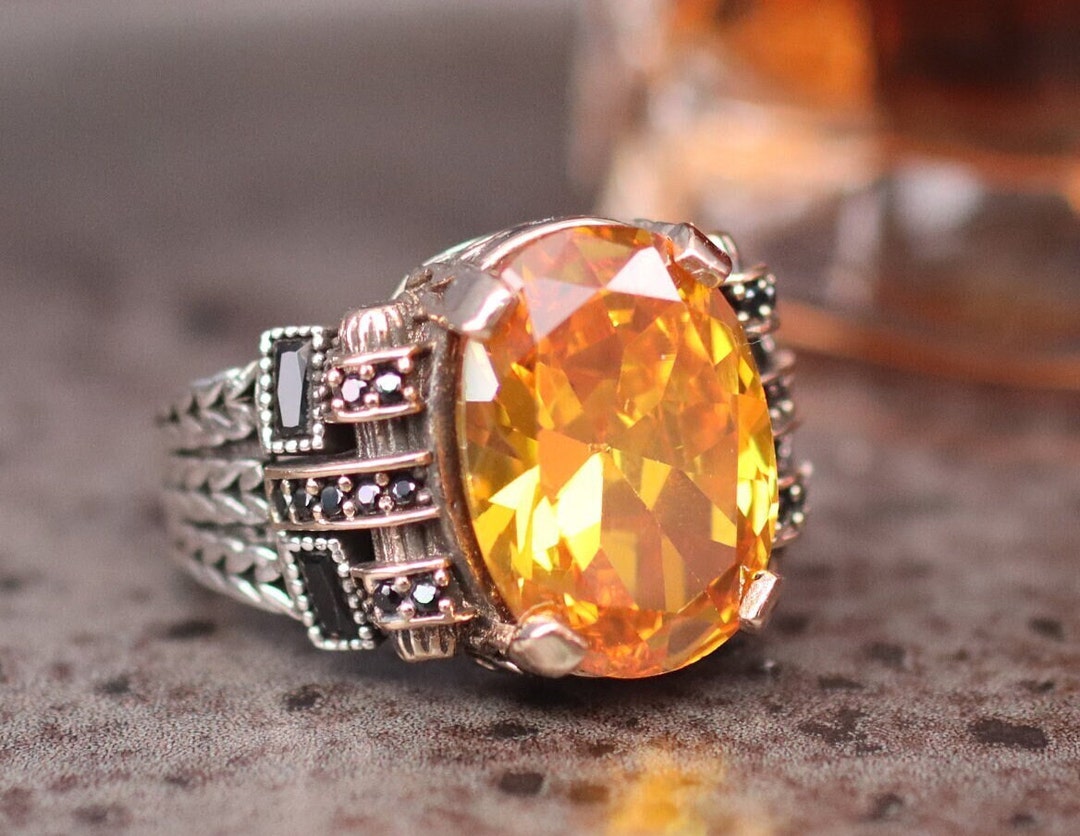 Quartz Ring, Quartz Mens Silver Ring, Turkish Handmade Quartz Mens Ring ...