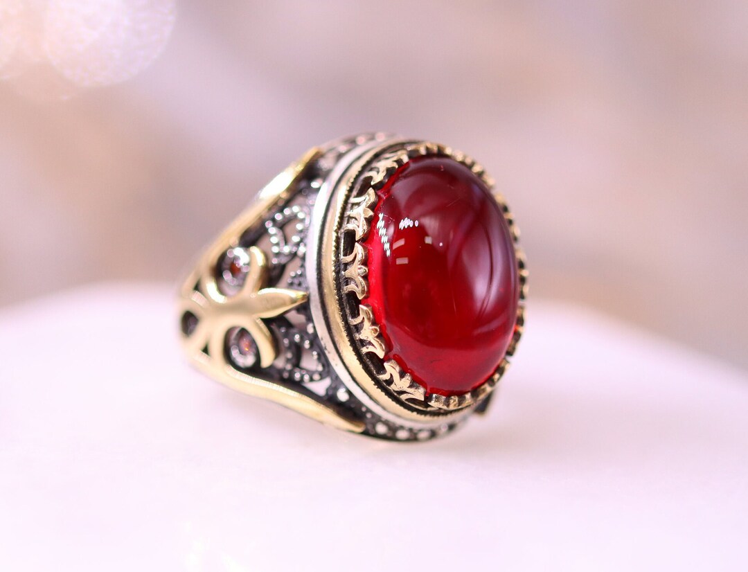Ruby Mens Ring, Ottoman Style Ring, Silver 925 Mens Ring, Mens Handmade ...