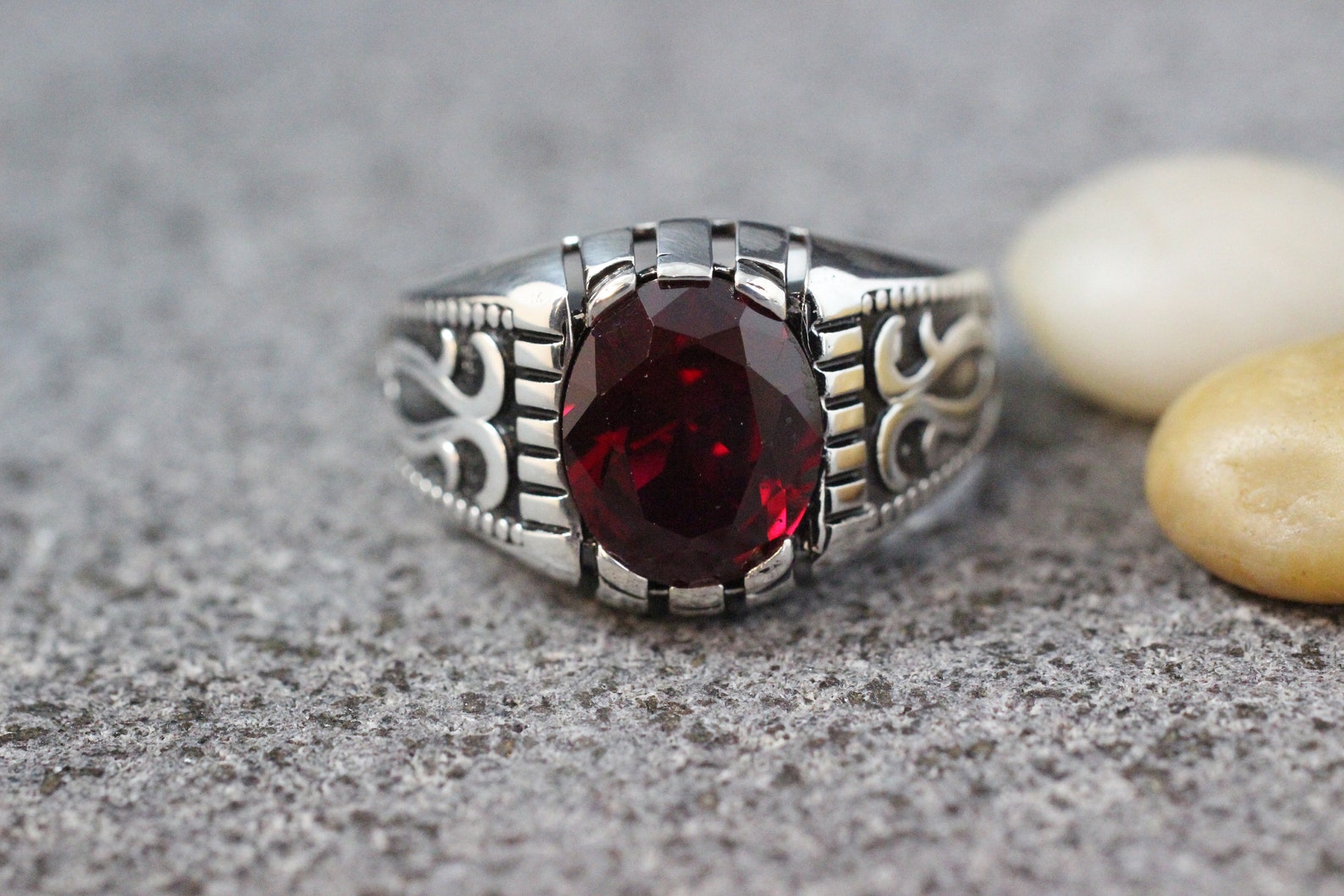 Sterling Silver 925 Men's Ring Ruby Men Ring Silver - Etsy
