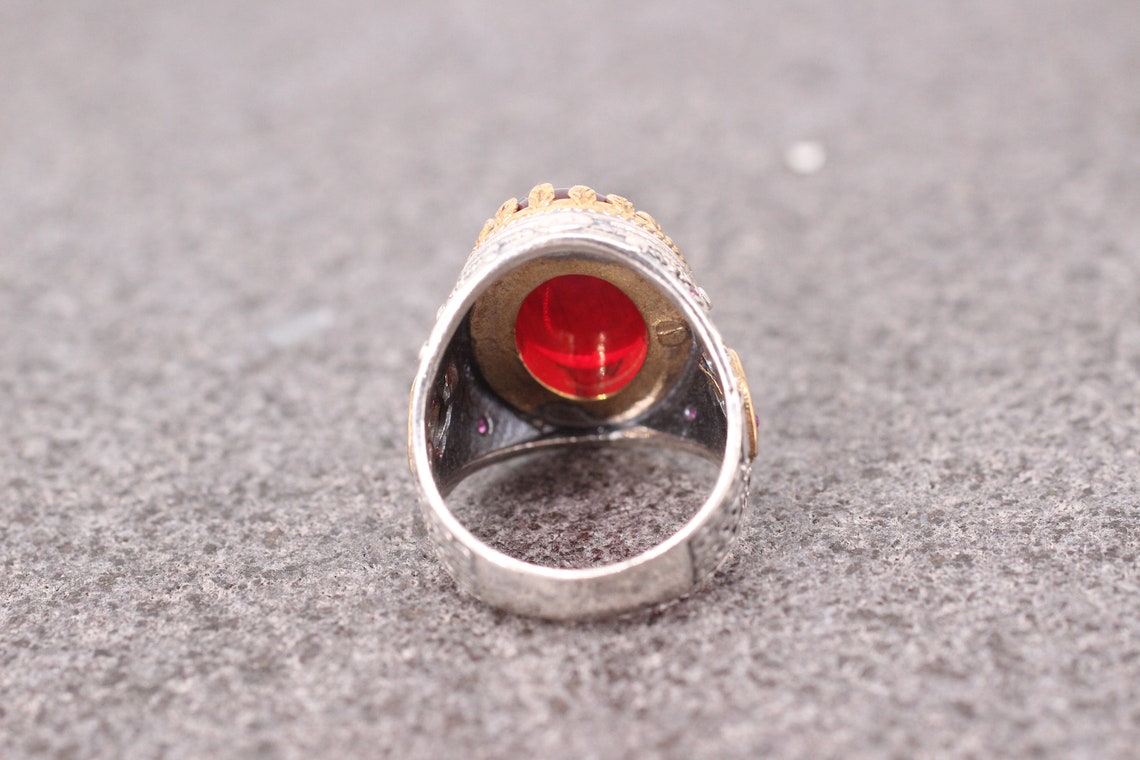 Sterling Silver 925 Mens Ring Ruby Mens Ring Silver | Etsy