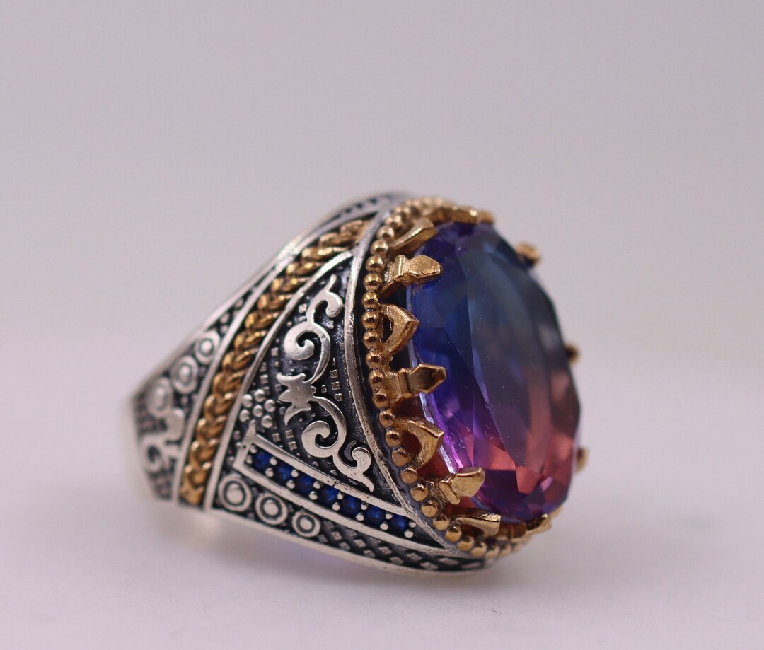 Tourmaline Mens Ring, Silver Mens Ring, Gift for Him, Mens Handmade ...