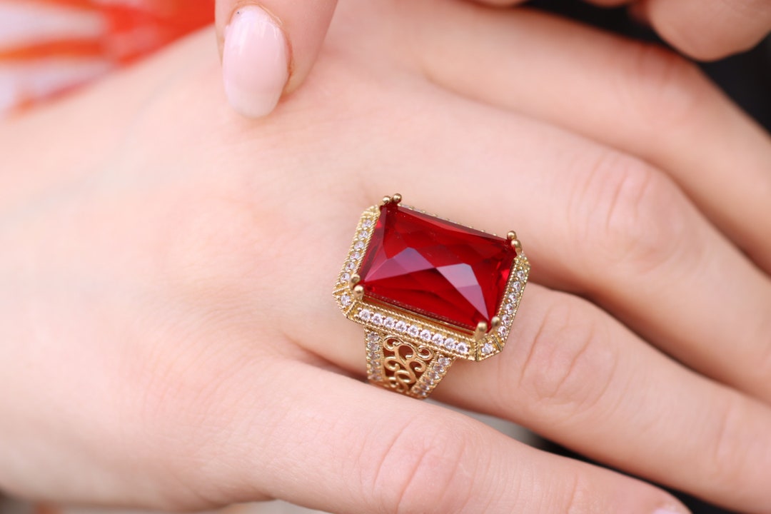 Ruby Ring, Silver Ruby Handmade Ring, Ottoman Style Ring, Turkish Handmade Ring, Ladies Ring ...