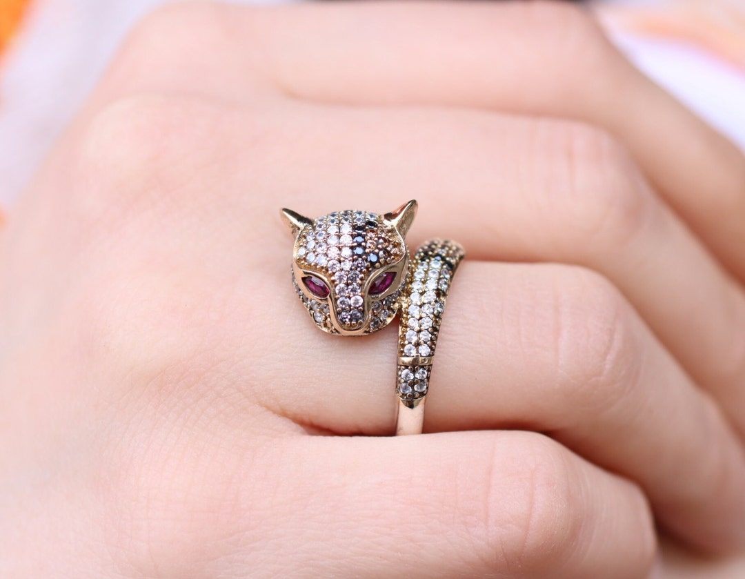 Tiger Head Ring, Silver Tiger Ring, Silver 925 Ring, Gift for Her ...