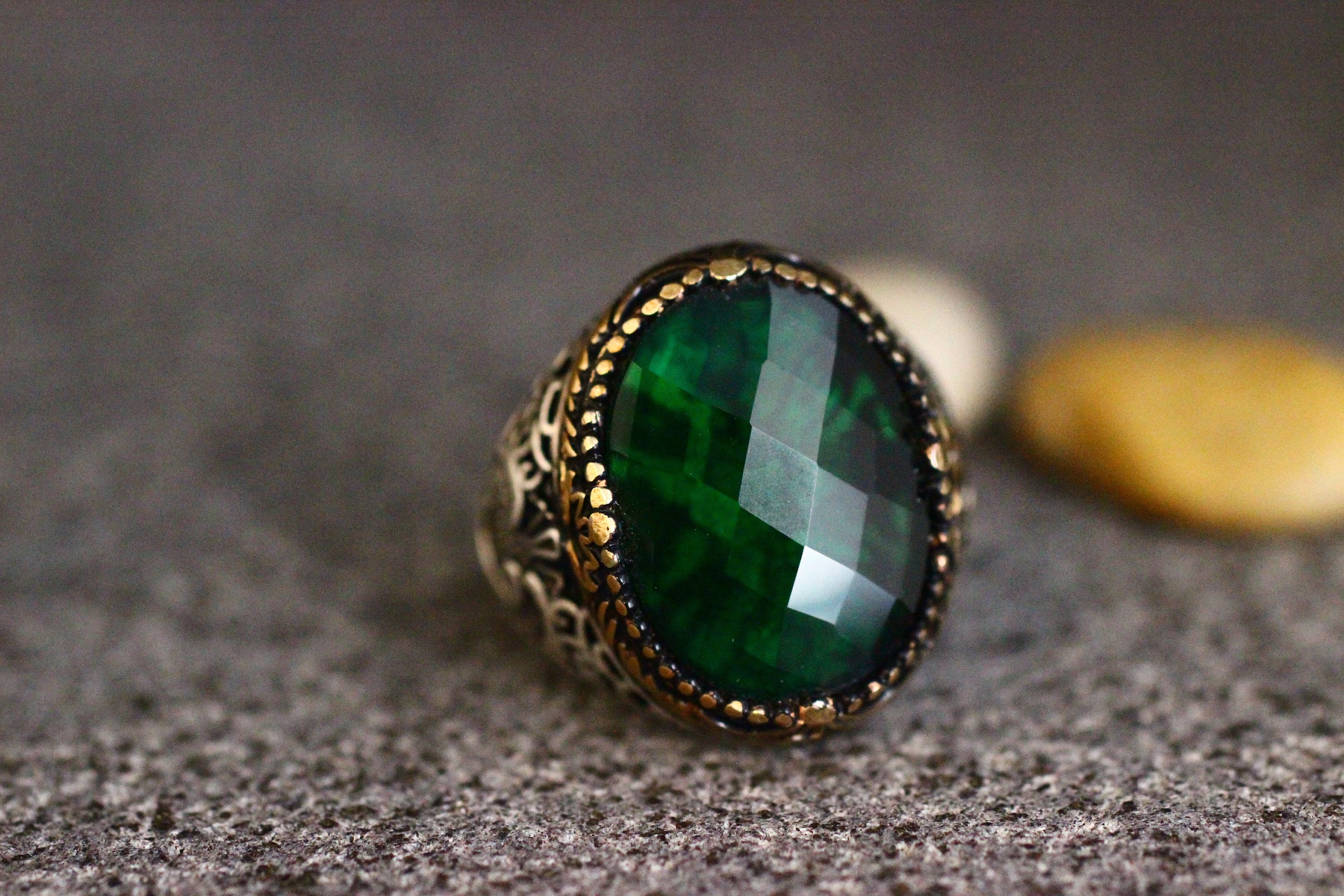 Sterling Silver 925 Emerald Handmade Ring, Ottoman Style Ring, Silver ...