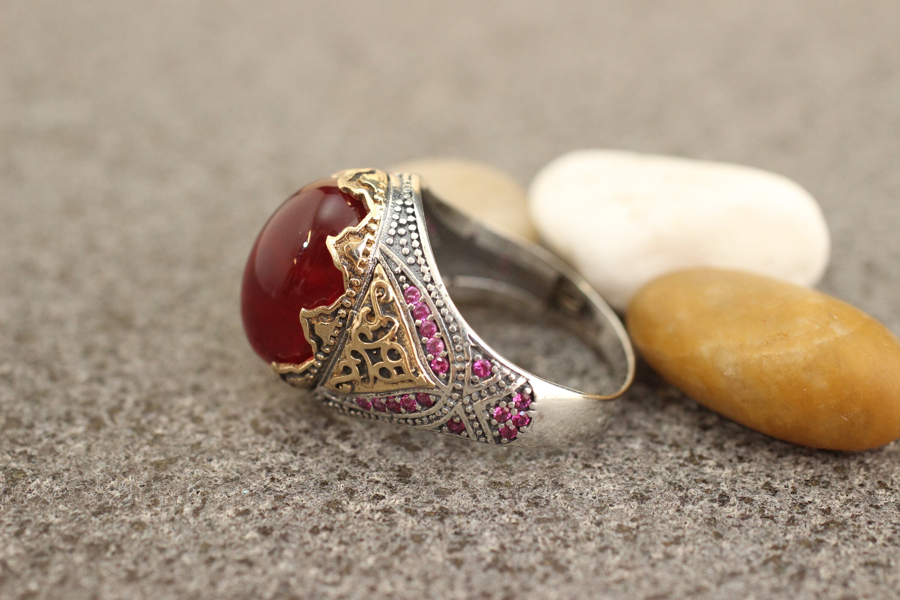 Mens Handmade Ruby Ring, Ruby Mens Ring , Silver Mens Ottoman Ring ...