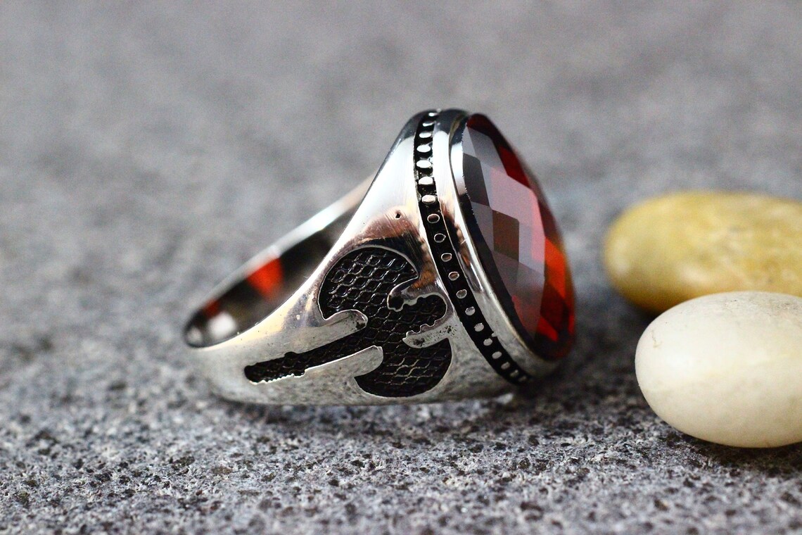 Sterling Silver 925 Mens Ring Ruby Men Ring Silver - Etsy