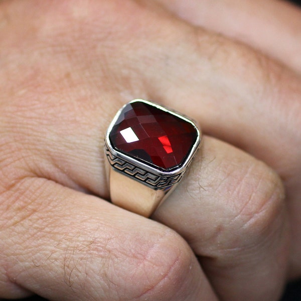 Ruby Men Ring - Etsy