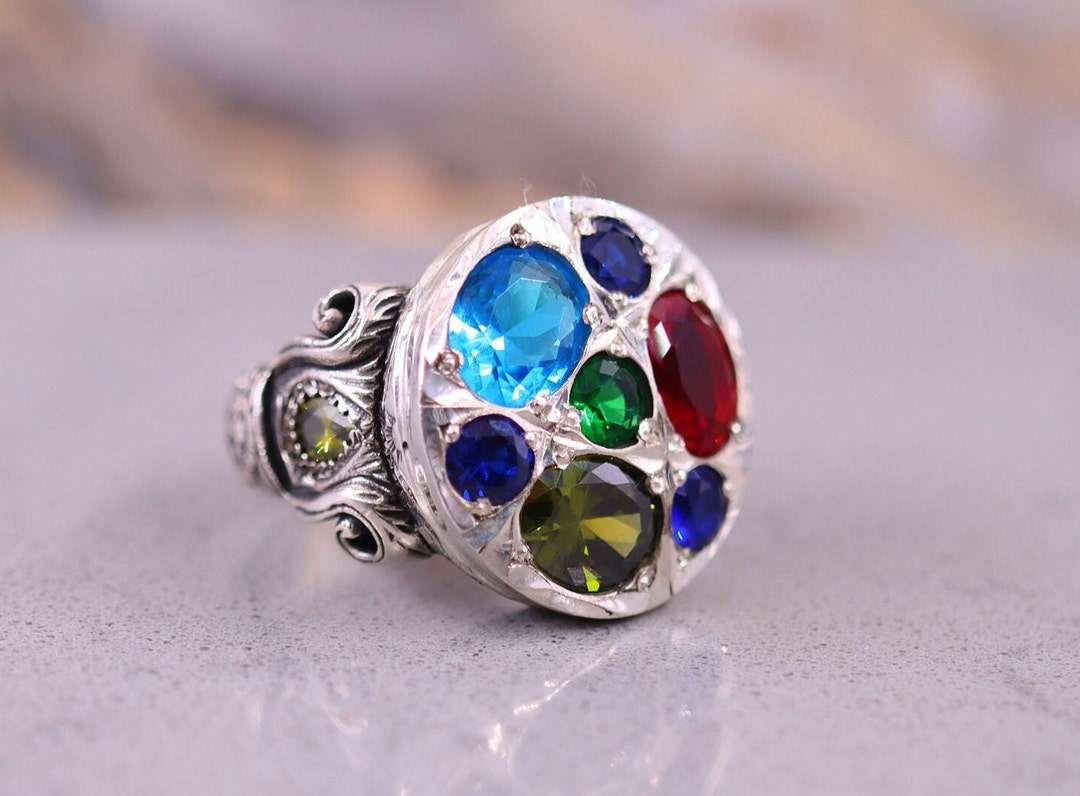 Exclusive Silver 925 Mens Ring, Mens Ring , Sapphire , Ruby , Emerald , Aquamarine Mens Ring ...