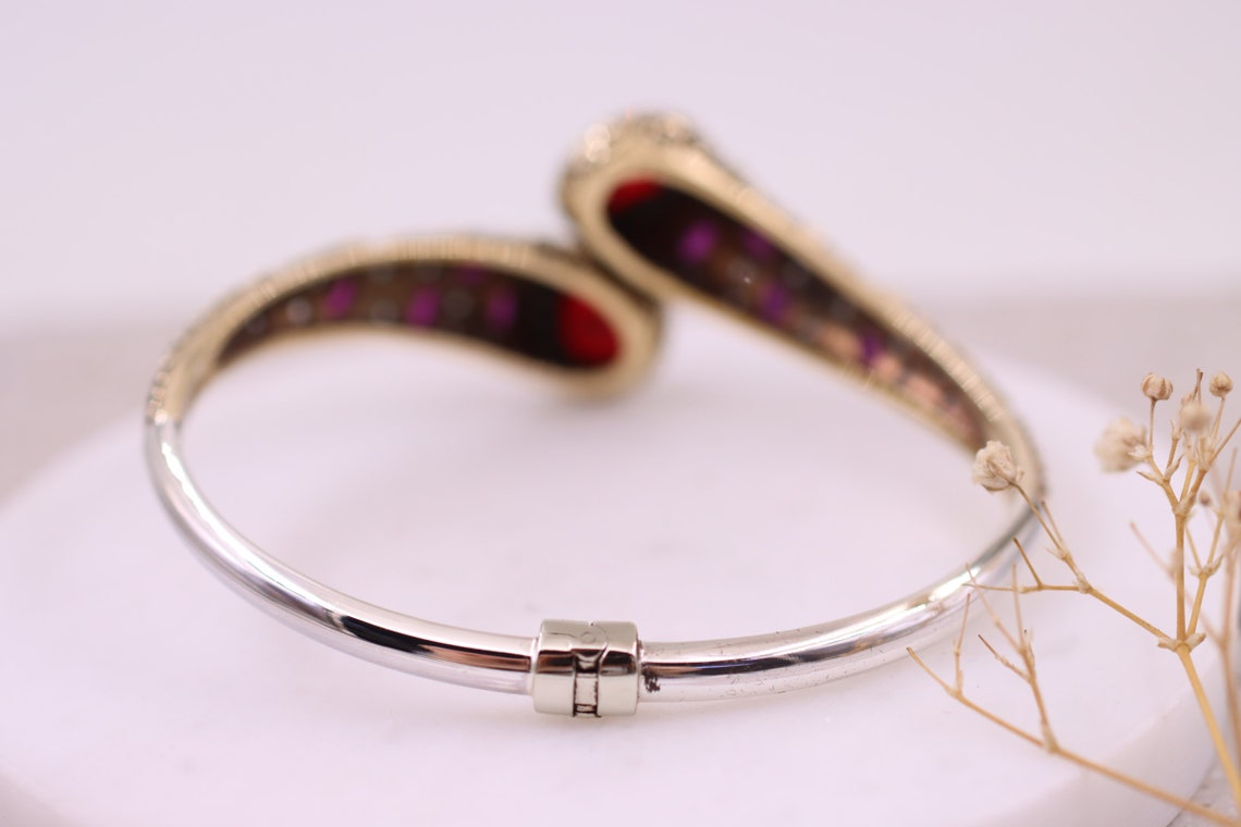 925 Sterling Silver Ruby Bracelet, Turkish Handmade Bracelet, Silver ...