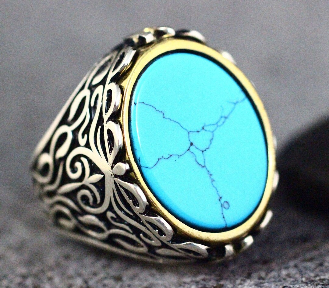 Men's Handmade Silver 925 Turquoise Ring, Sterling Silver 925 Ottoman ...