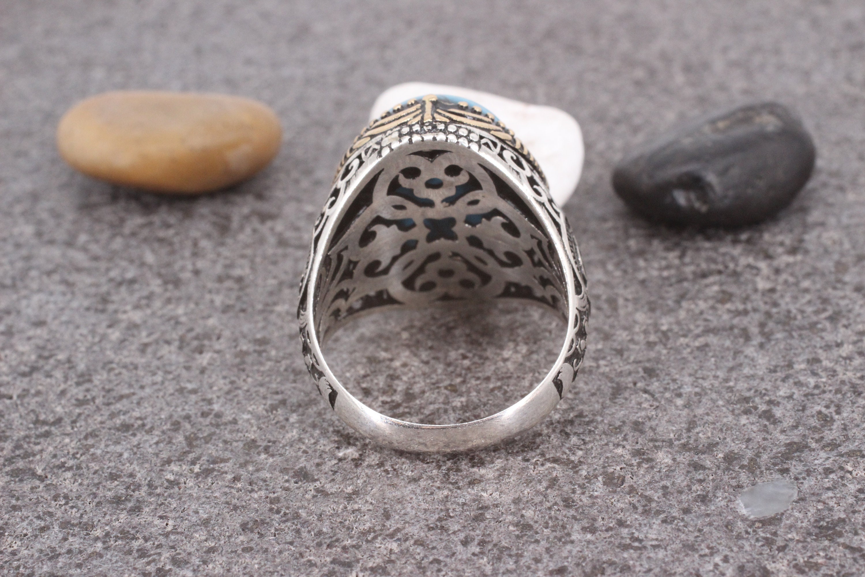 Mens Sterling Silver 925 Turquoise Ring Ottoman Style Ring | Etsy