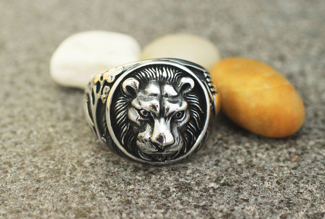 Mens Silver Lion Ring Sterling Silver 925 Mens Handmade Ring | Etsy