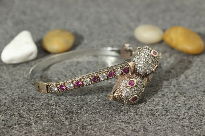 925 Sterling Silver Ruby Bracelet Turkish Handmade Bracelet | Etsy