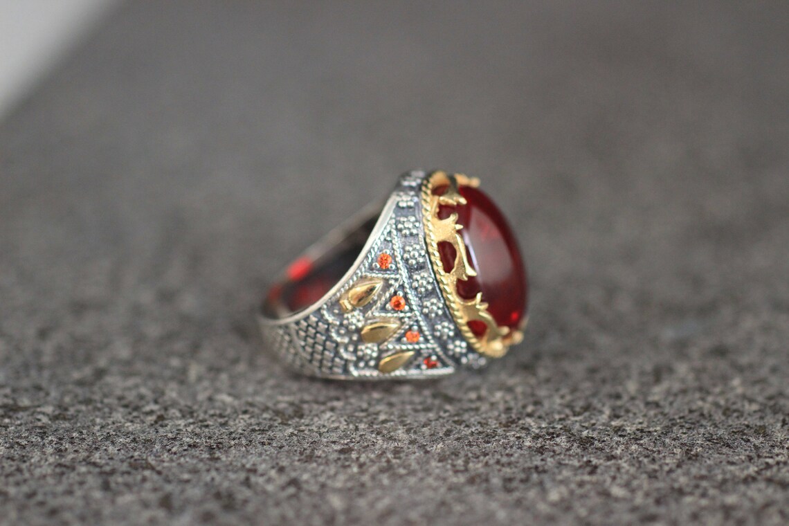Sterling Silver 925 Mens Ring Ruby Mens Ring Gift for Him - Etsy