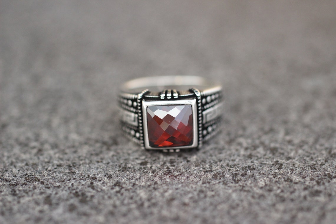 Sterling Silver 925 Mens Handmade Ring Ruby Mens Sterling - Etsy