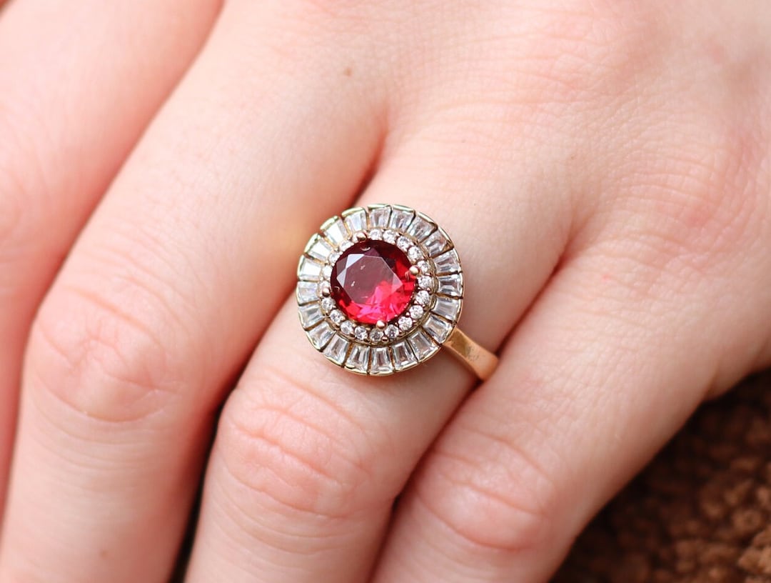 Ruby Ring, Sterling Silver 925 Ruby Handmade Ring, Ottoman Style Ring ...