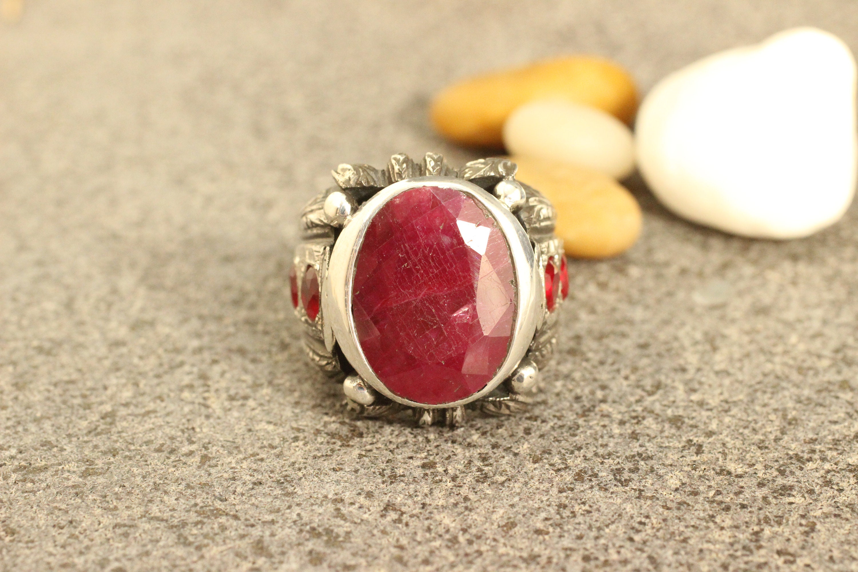 Sterling Silver 925 Ruby Men's Sterling Silver Ring | Etsy