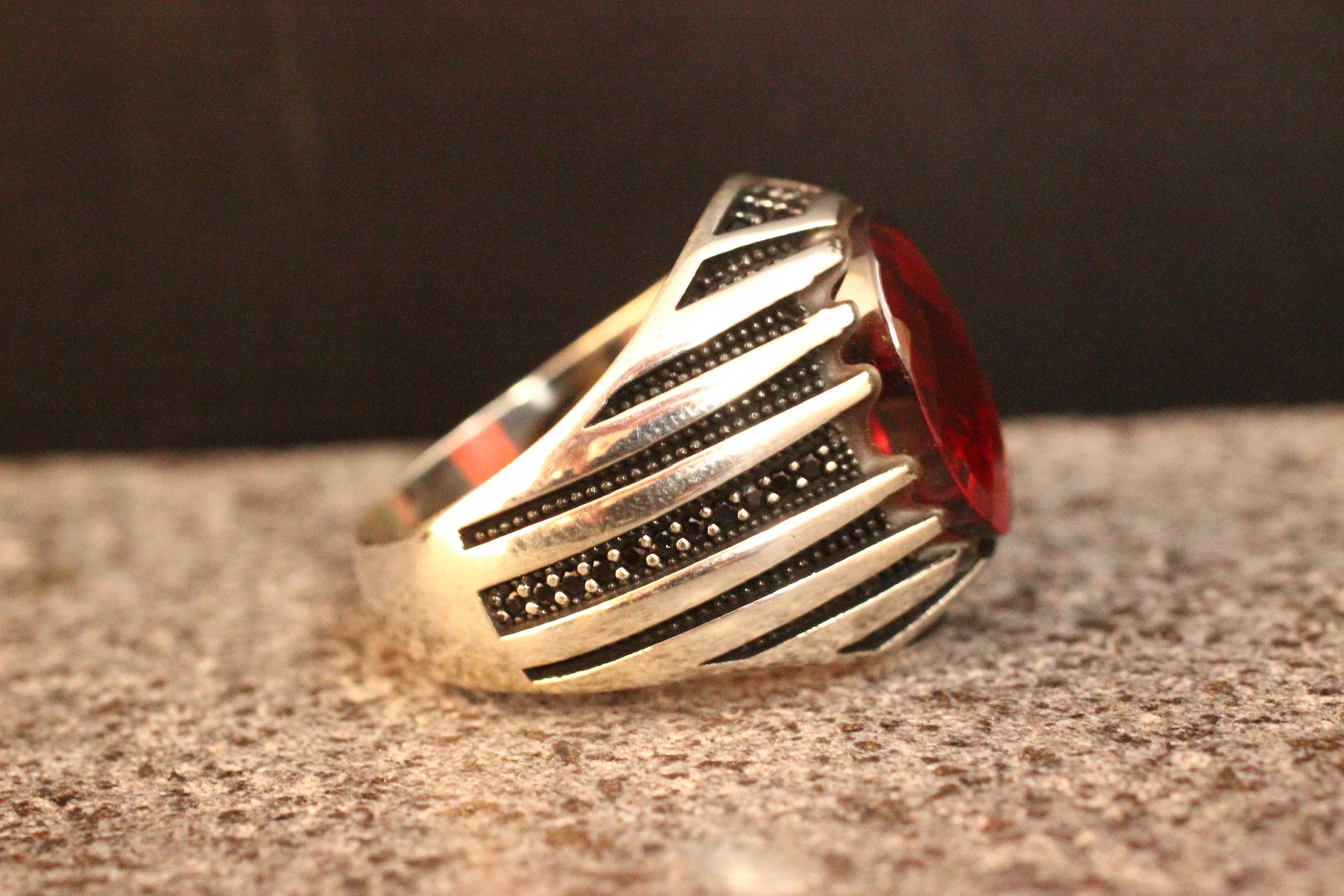 Sterling Silver 925 Men's Ring, Ruby Men Ring , Silver Men's Ring, Gift ...