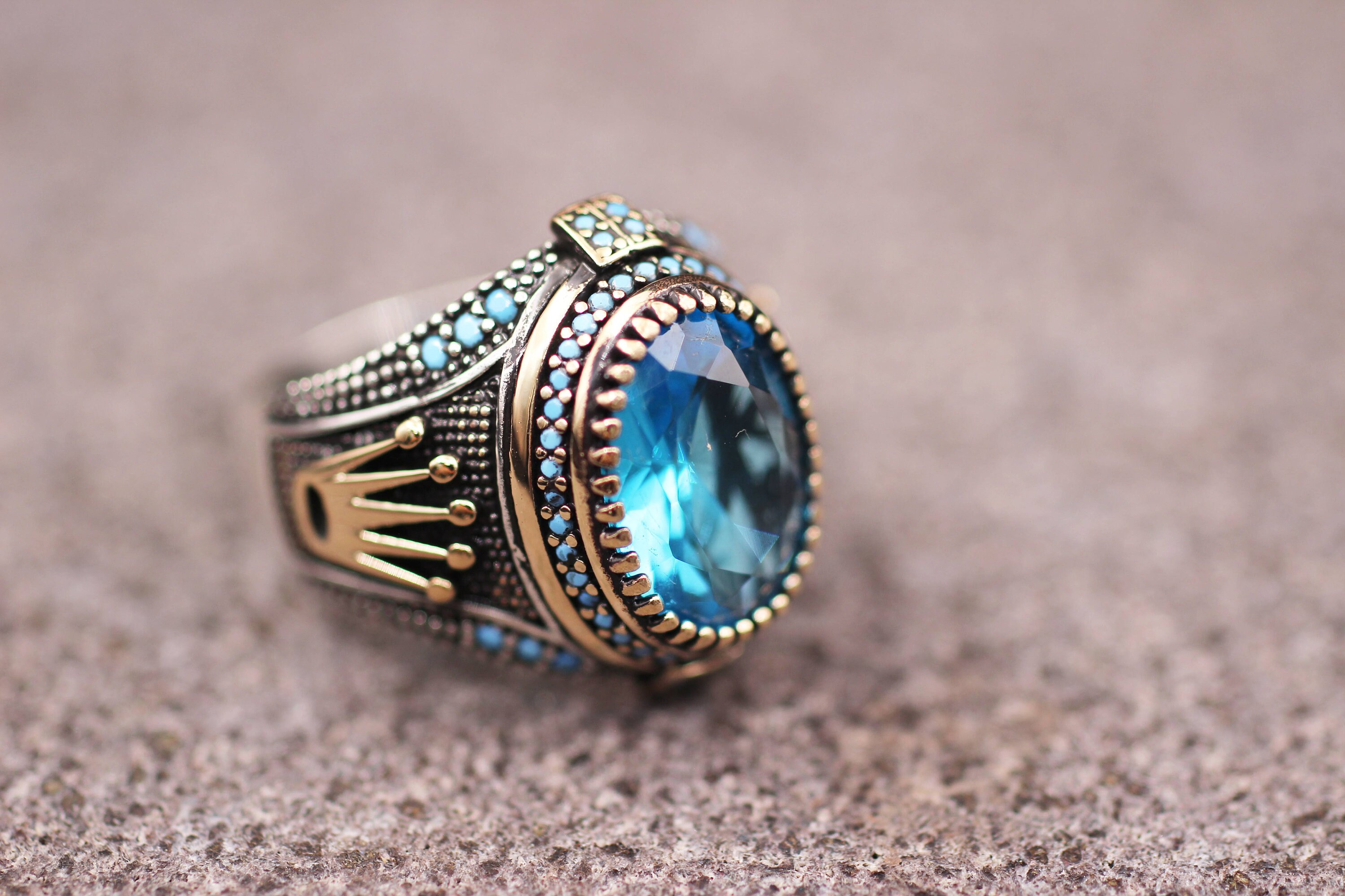 Aquamarine Mens Ring, Oval Aquamarine Mens Ring, Silver Mens Ring, Gift ...