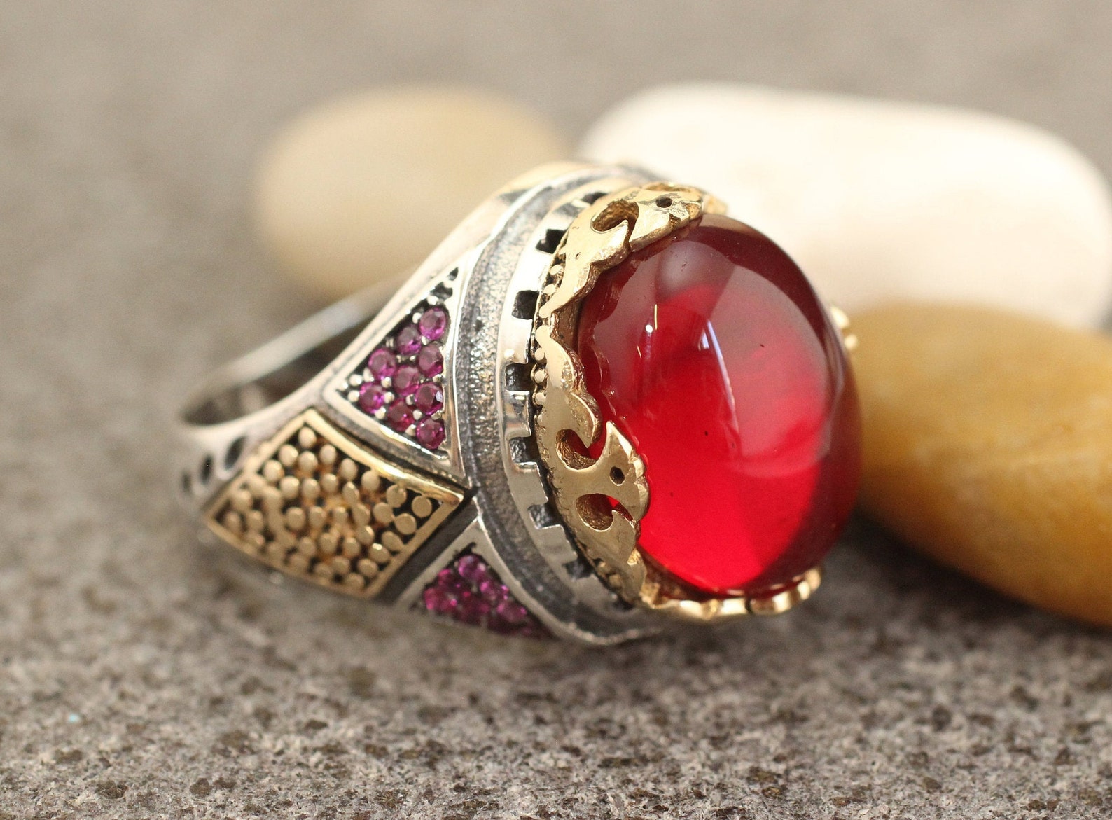 Mens Handmade Ruby Ring Ruby Mens Ring Silver Mens Ottoman | Etsy