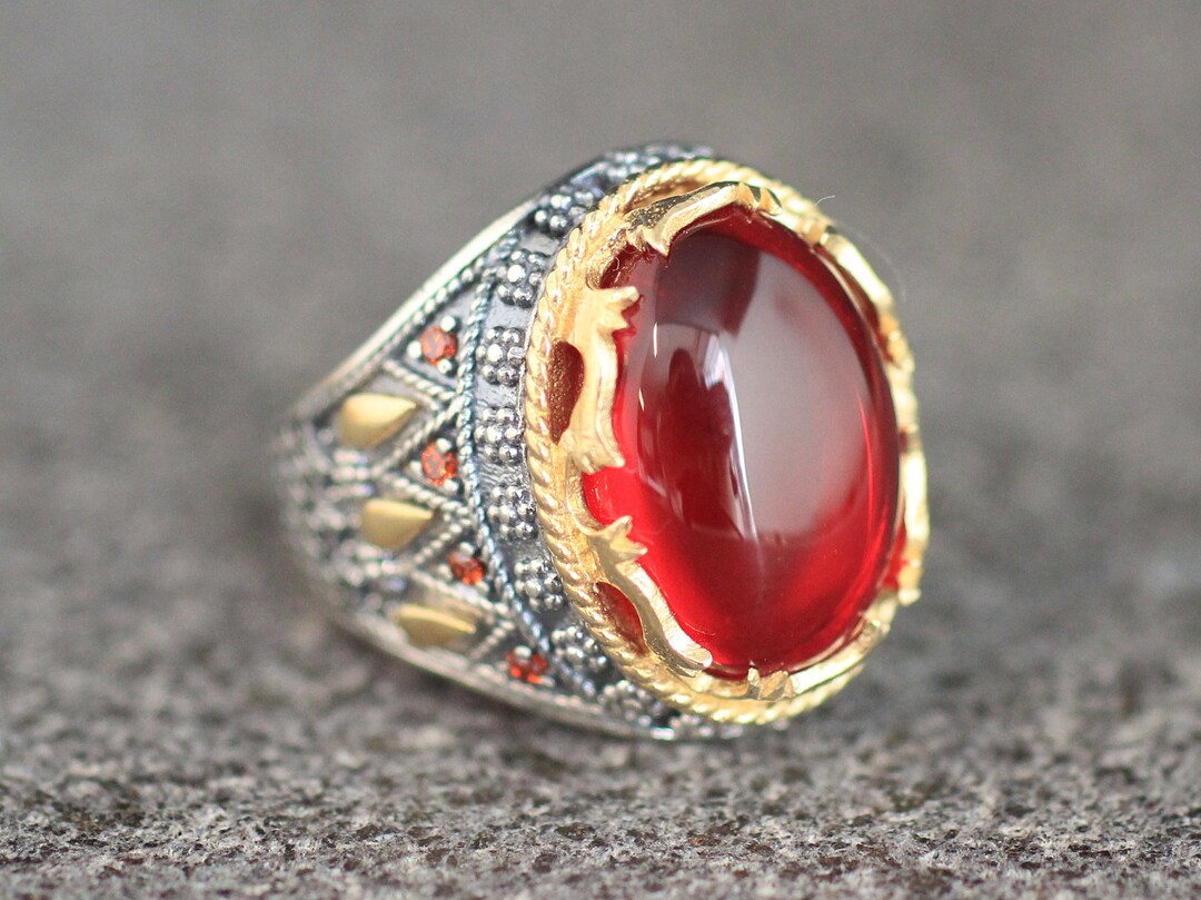 Sterling Silver 925 Mens Ring, Ruby Mens Ring , Gift for Him, Mens ...