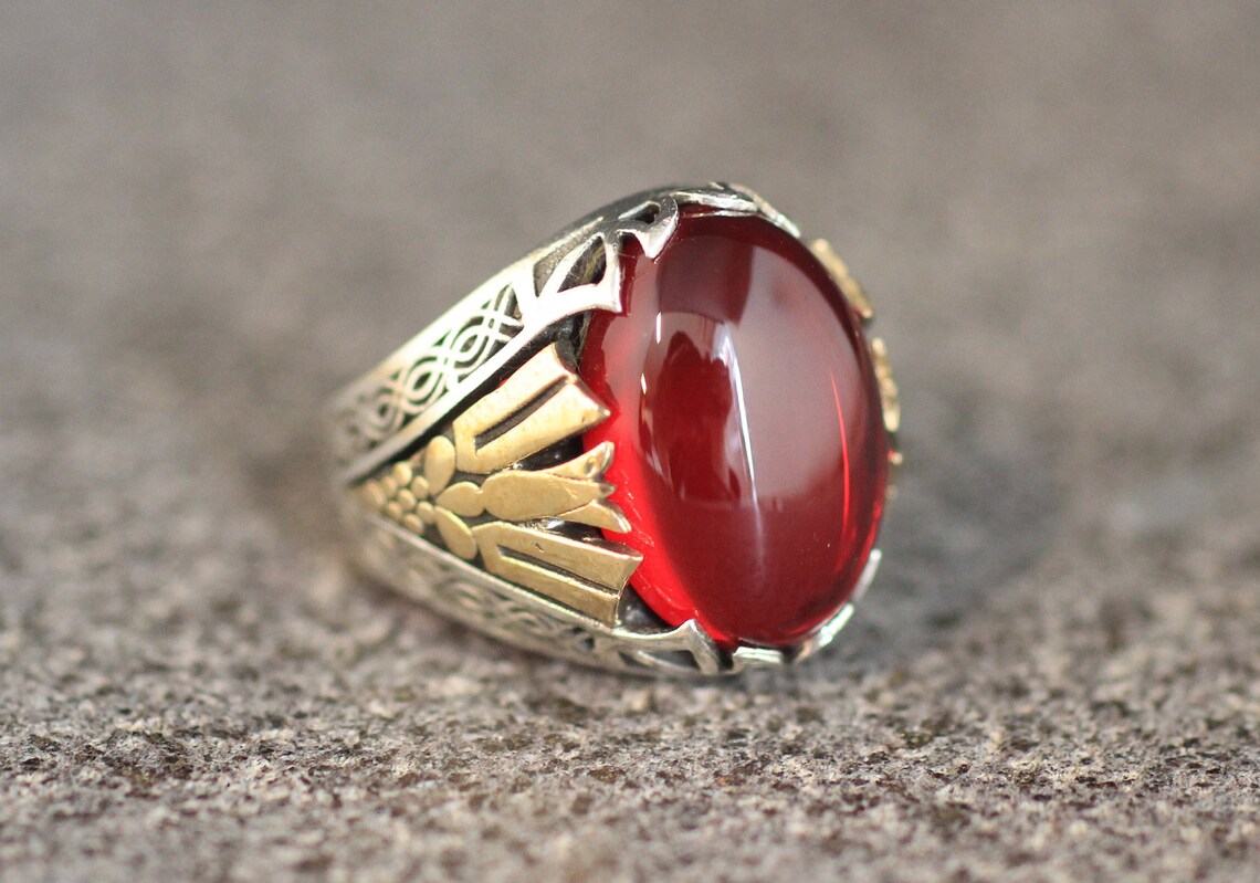 Mens Handmade Silver Ring, Ruby Mens Ring , Silver Mens Ring, Gift for ...