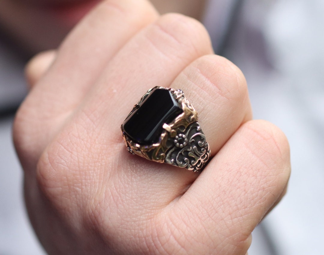 Sterling Silver 925 Men's Ring, Onyx Mens Ring , Silver Men's Ring ...