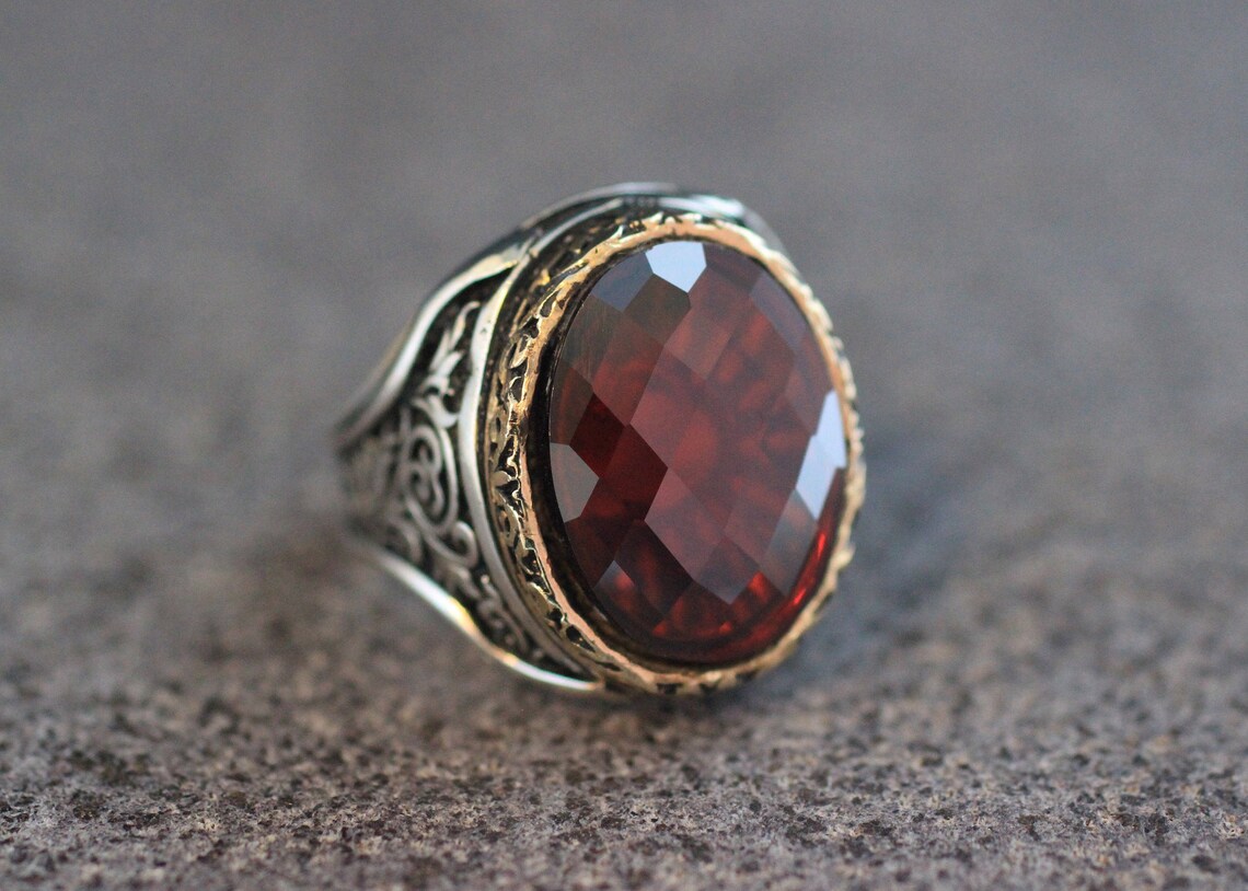 Mens Handmade Ruby Ring Ruby Mens Ring Silver Mens Ottoman - Etsy