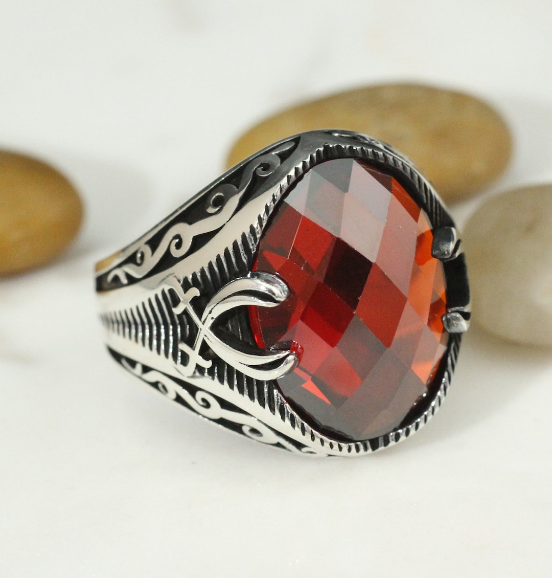 Sterling Silver 925 Mens Ring, Ruby Men Ring , Silver Men's Ring, Gift ...