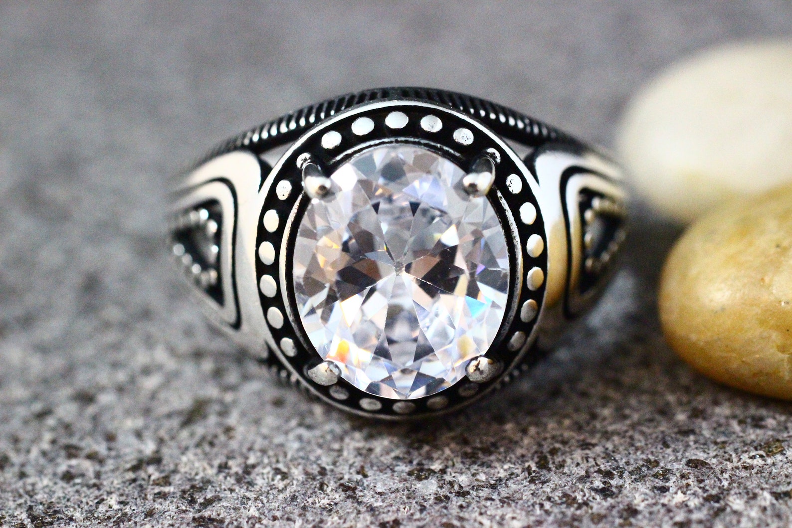 Mens Silver 925 Ring Zircon Mens Ring silver Men's Ring - Etsy