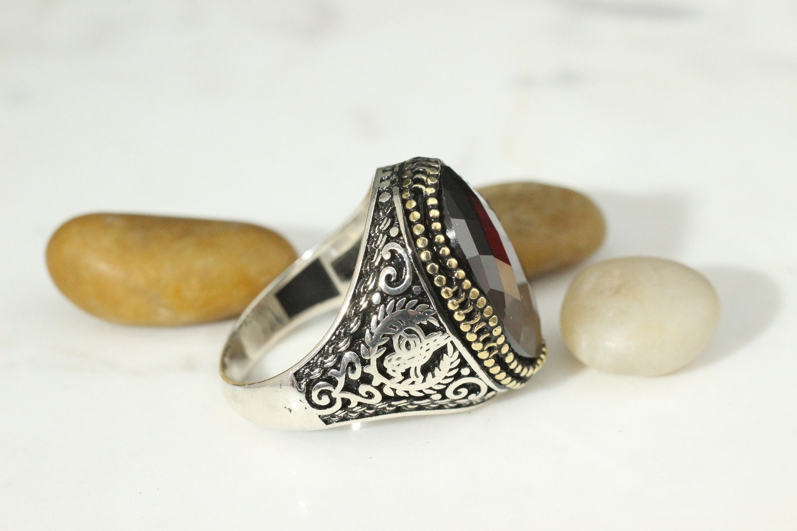 Sterling Silver 925 Men's Ring Ruby Men Ring Silver - Etsy