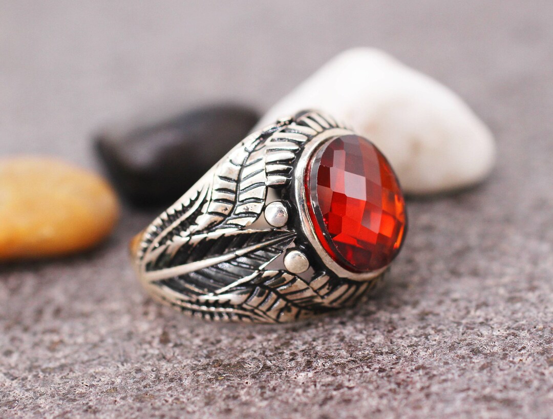 Sterling Silver 925 Men's Ring, Ruby Men Ring , Silver Men's Ring, Gift ...